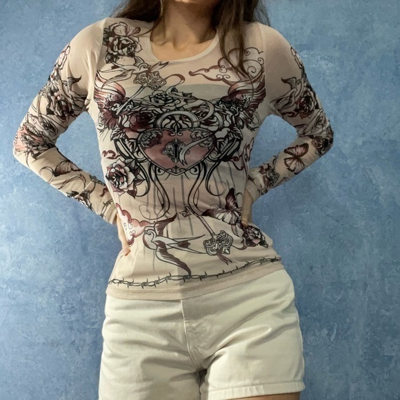 wild fable | Tops | Wild Fable Sheer Floral Long Sleeve Mesh Top | Poshmark
